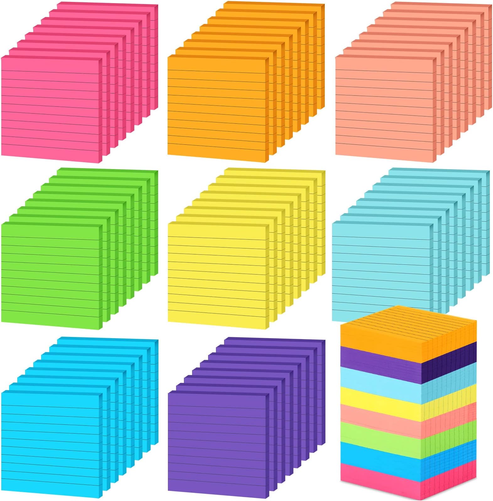 Amazon.com : 64 Packs Lined Sticky Notes Self Stick Notes with Lines ...