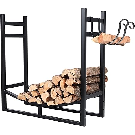 Amazon.com: Sunnydaze Firewood Rack with Kindling Holder - Indoor or ...