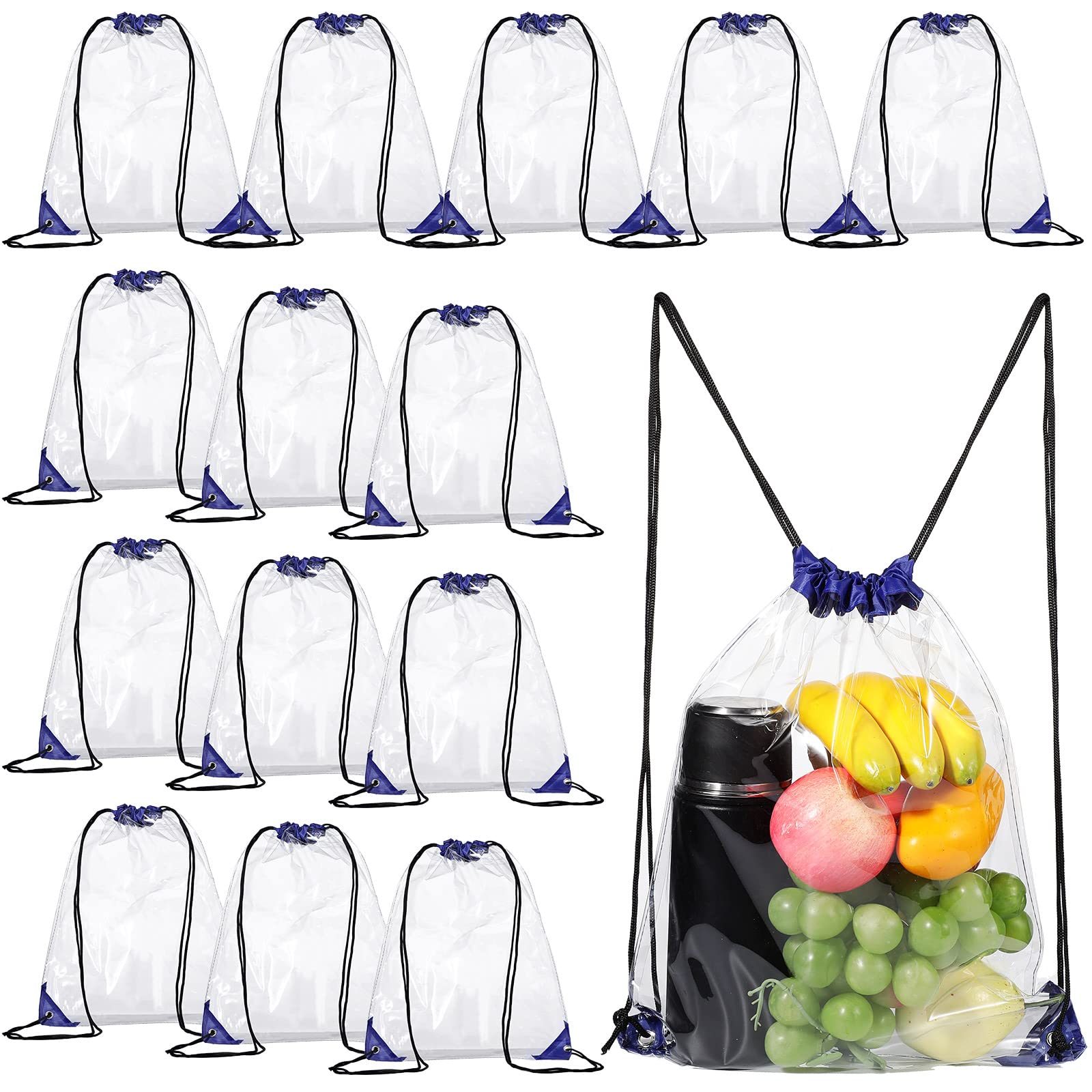 Amazon.com | Riakrum 15 Pieces PVC Clear Drawstring Bag Small ...
