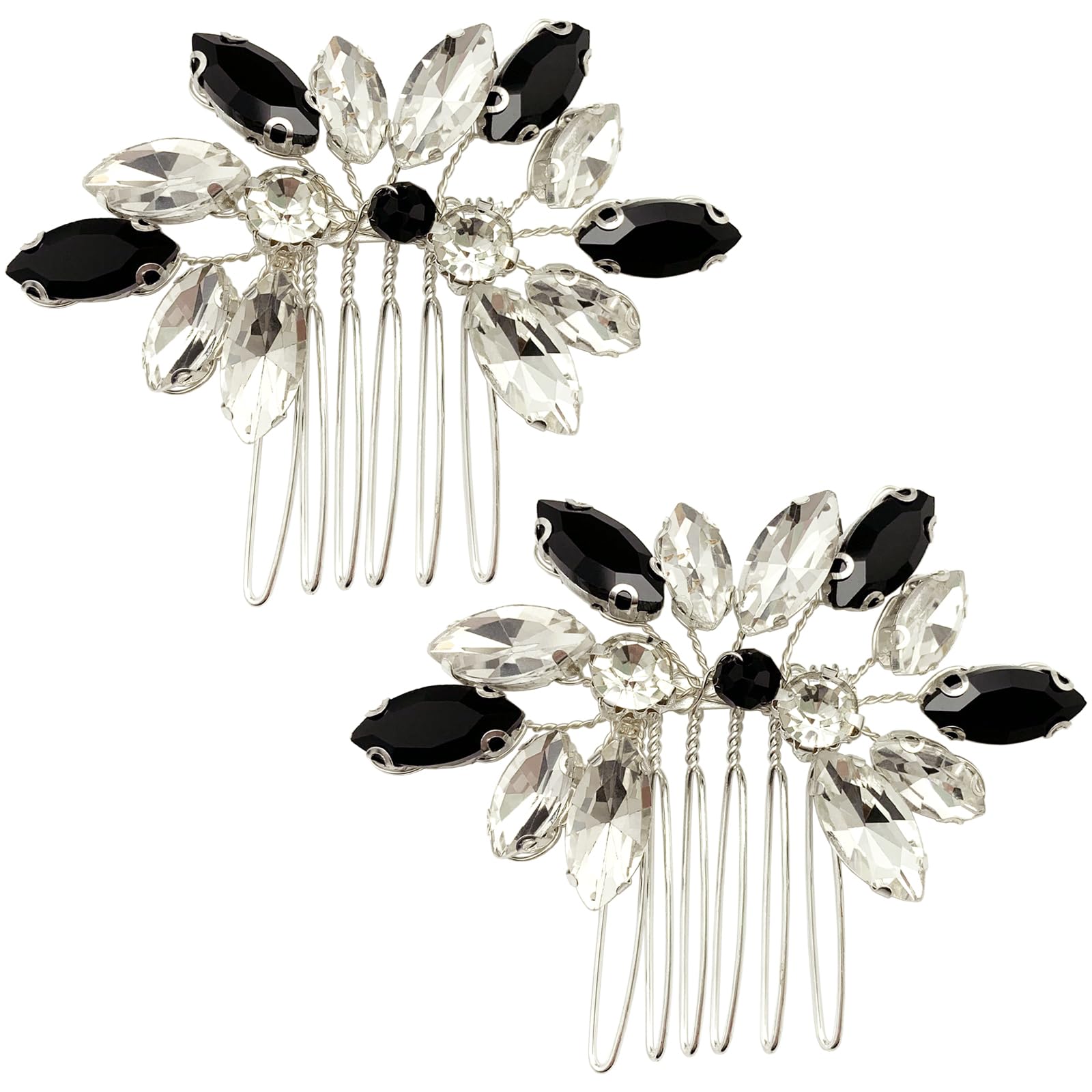 Amazon.com : BETITETO Small Crystal Hair Accessories 2 Pieces Black ...
