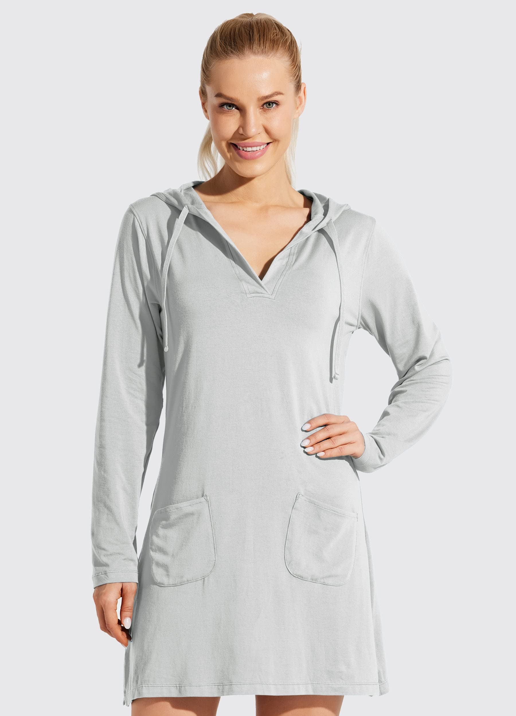 Snapklik.com : Willit Womens Long Sleeve Cotton Swim Cover Up UPF 50 ...