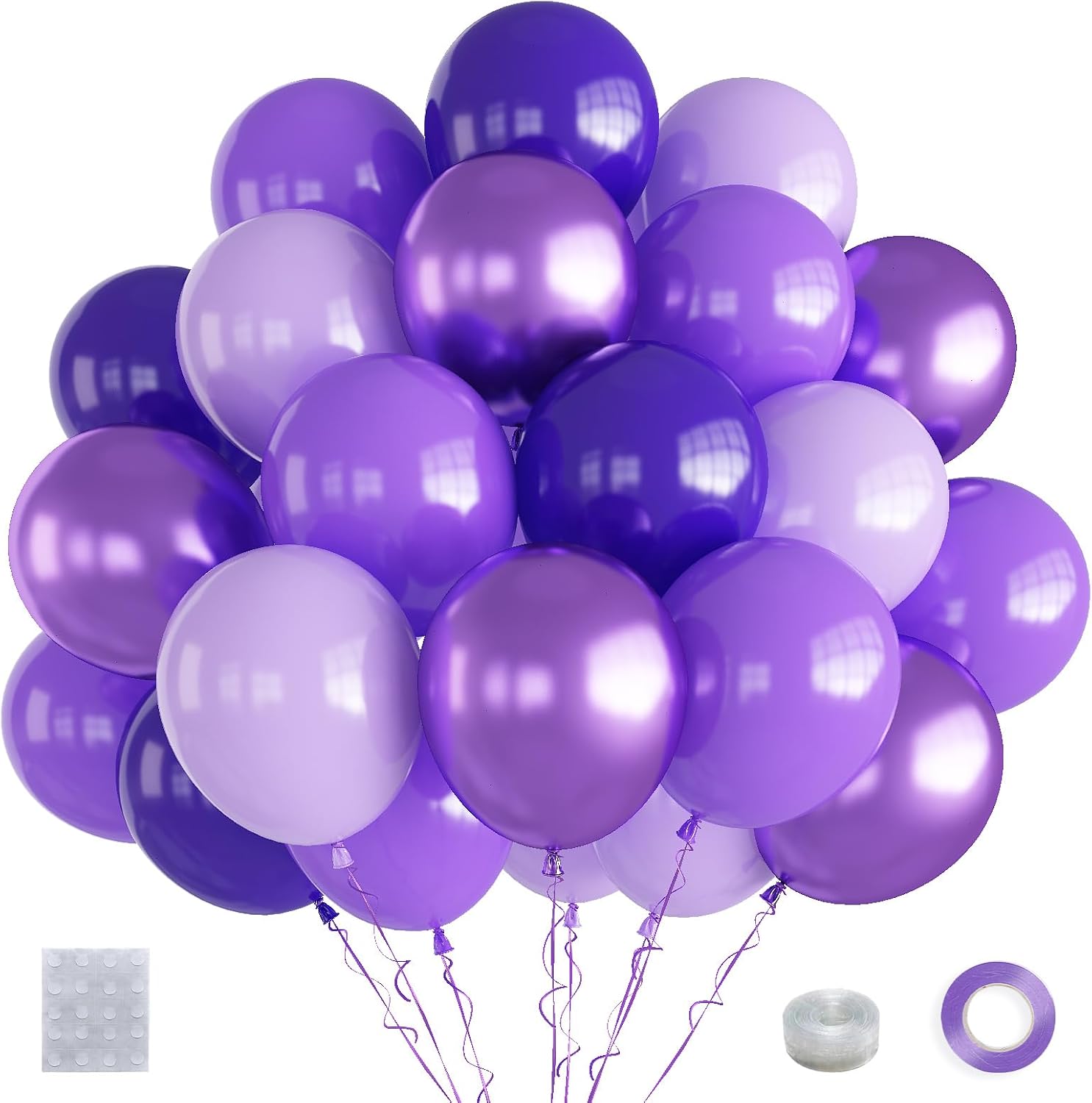 Amazon.com: Purple Balloons - 65Pcs Matte Dark Purple Metallic Purple ...