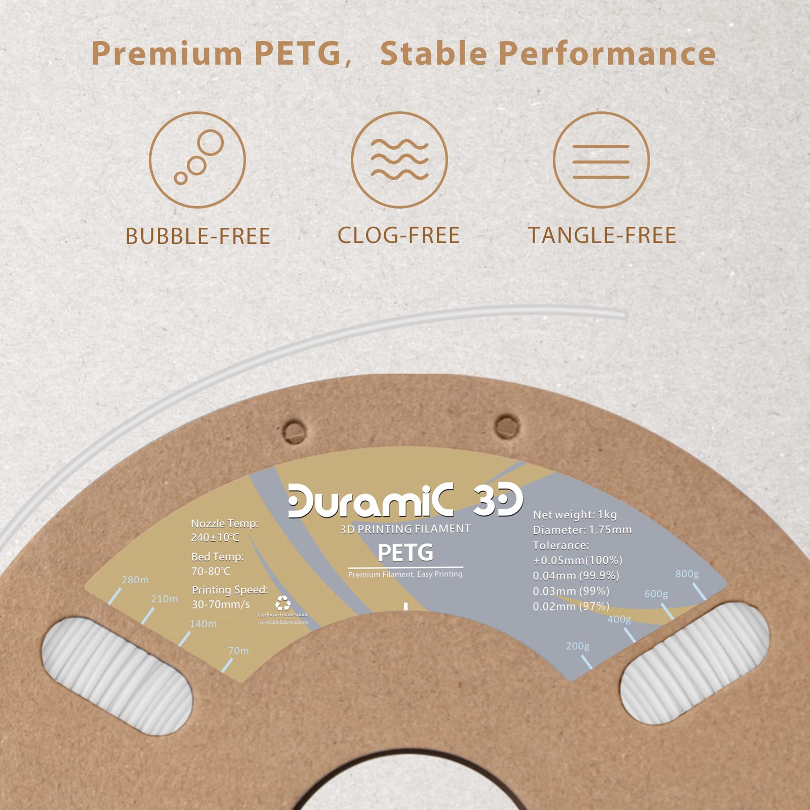 Snapklik.com : DURAMIC 3D PETG Filament 1.75mm White, 3D Printing ...