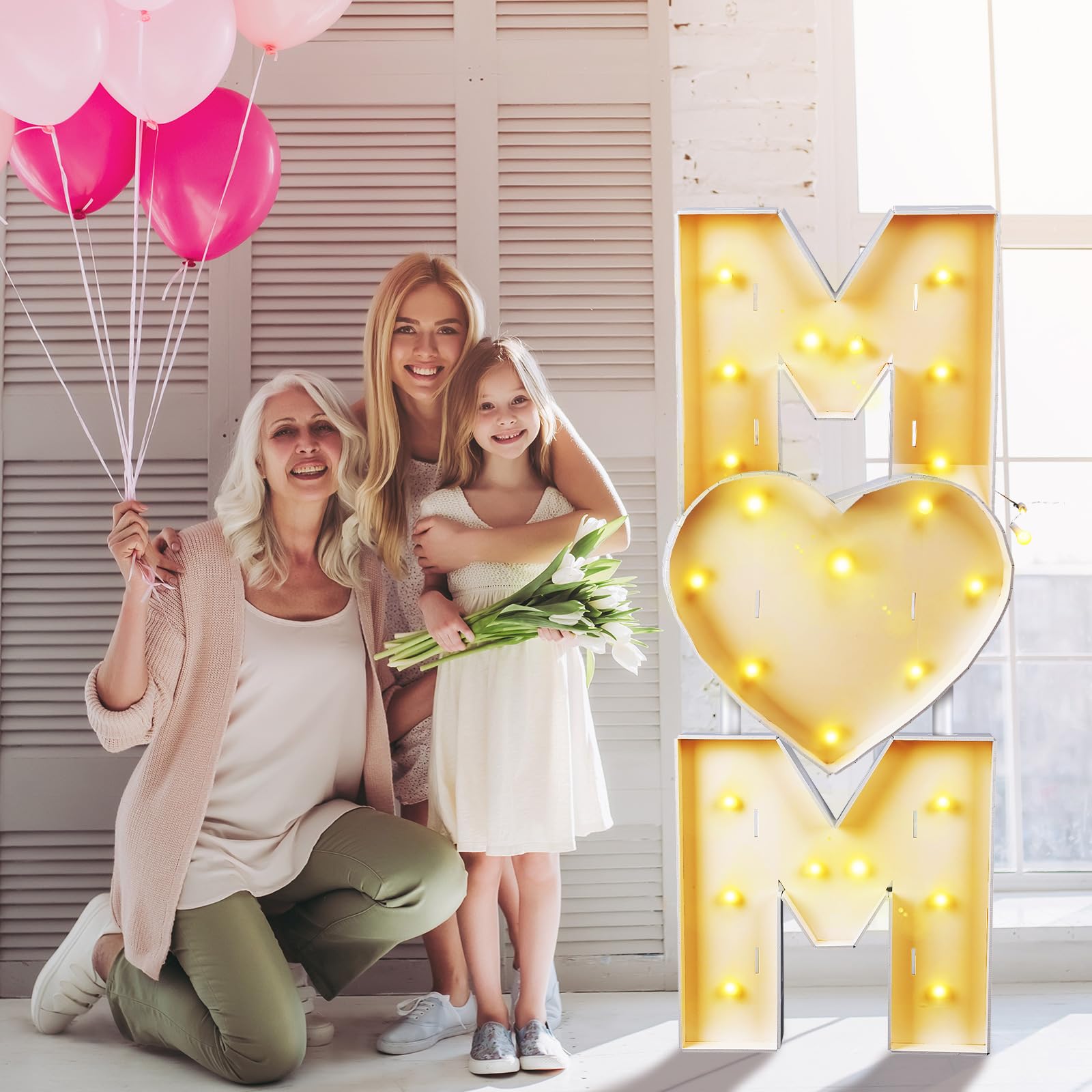 Amazon.com: Rossesay 4 ft Mother's Day LED Marquee Letter Lights Sign ...