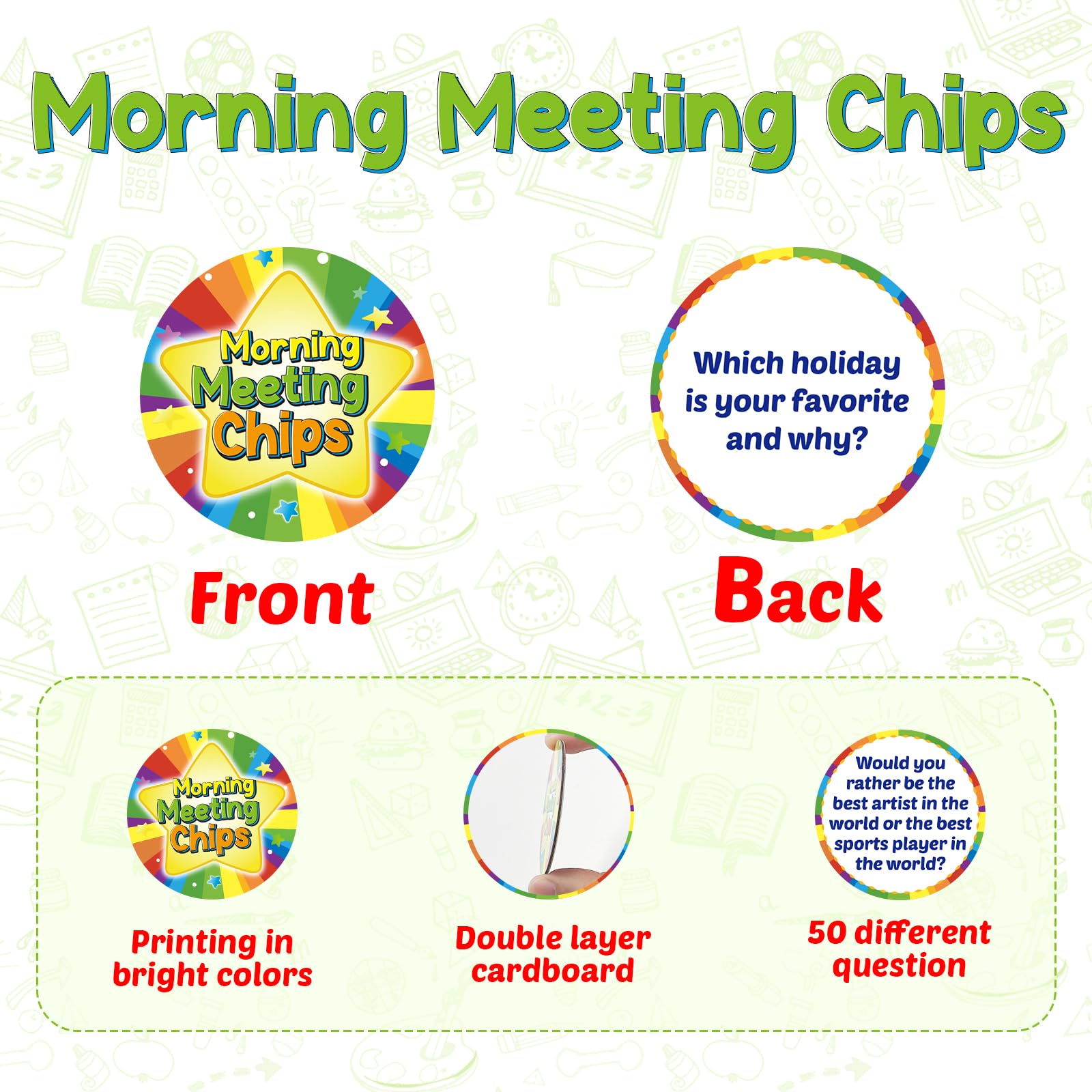 Snapklik.com : Kasfalci 50 Morning Meeting Chips For Kids & 200 Reward ...