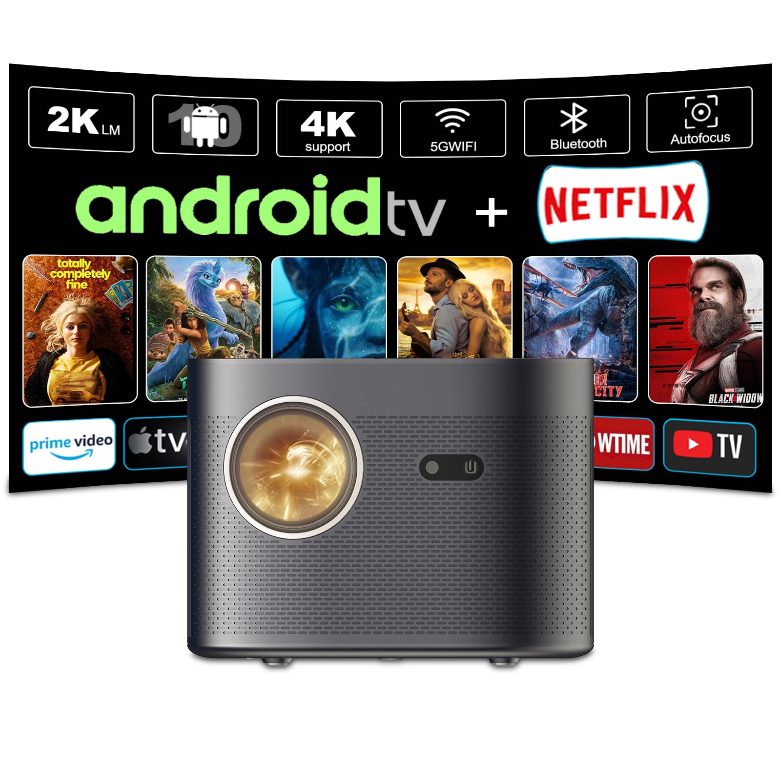 WTONISY Projector [Android10.0/Latest Upgrade Auto Focus] 4K Projectors ...