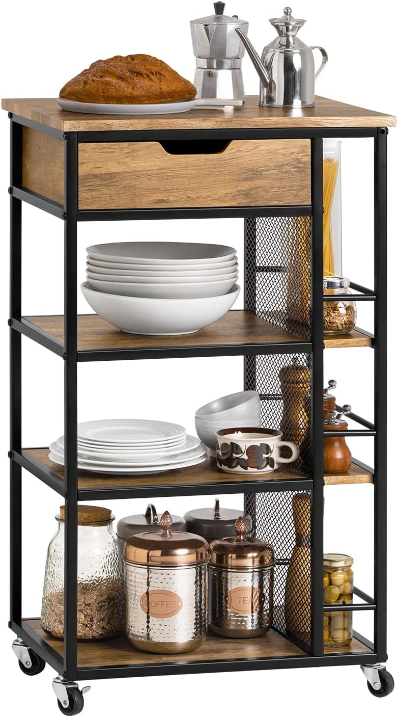 SoBuy FKW112-PF, Industrial Vintage Style Kitchen Trolley Cart Kitchen ...