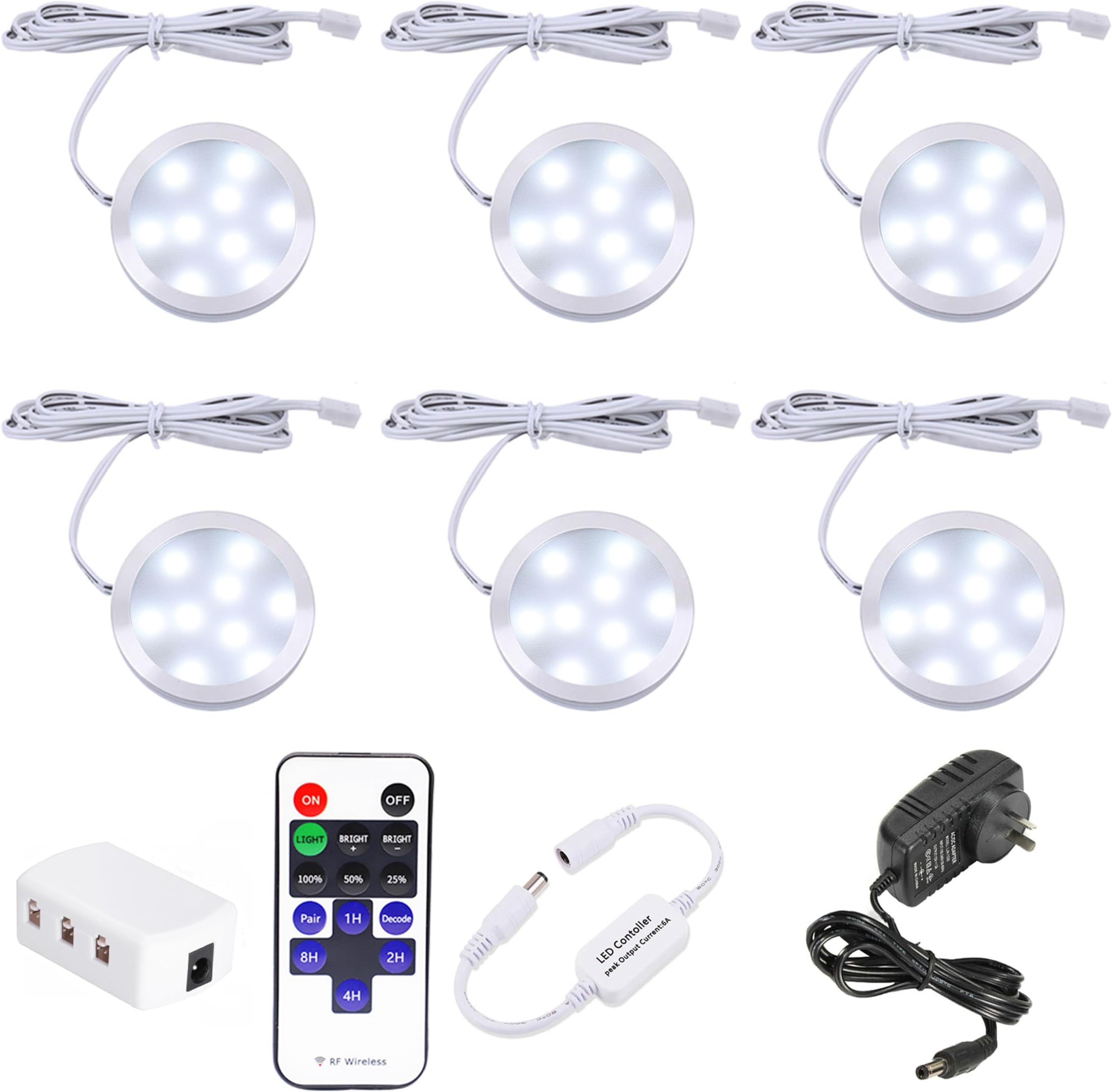 AIBOO Dimmable & Timing Under Counter Lights Kitchen with Wireless RF ...