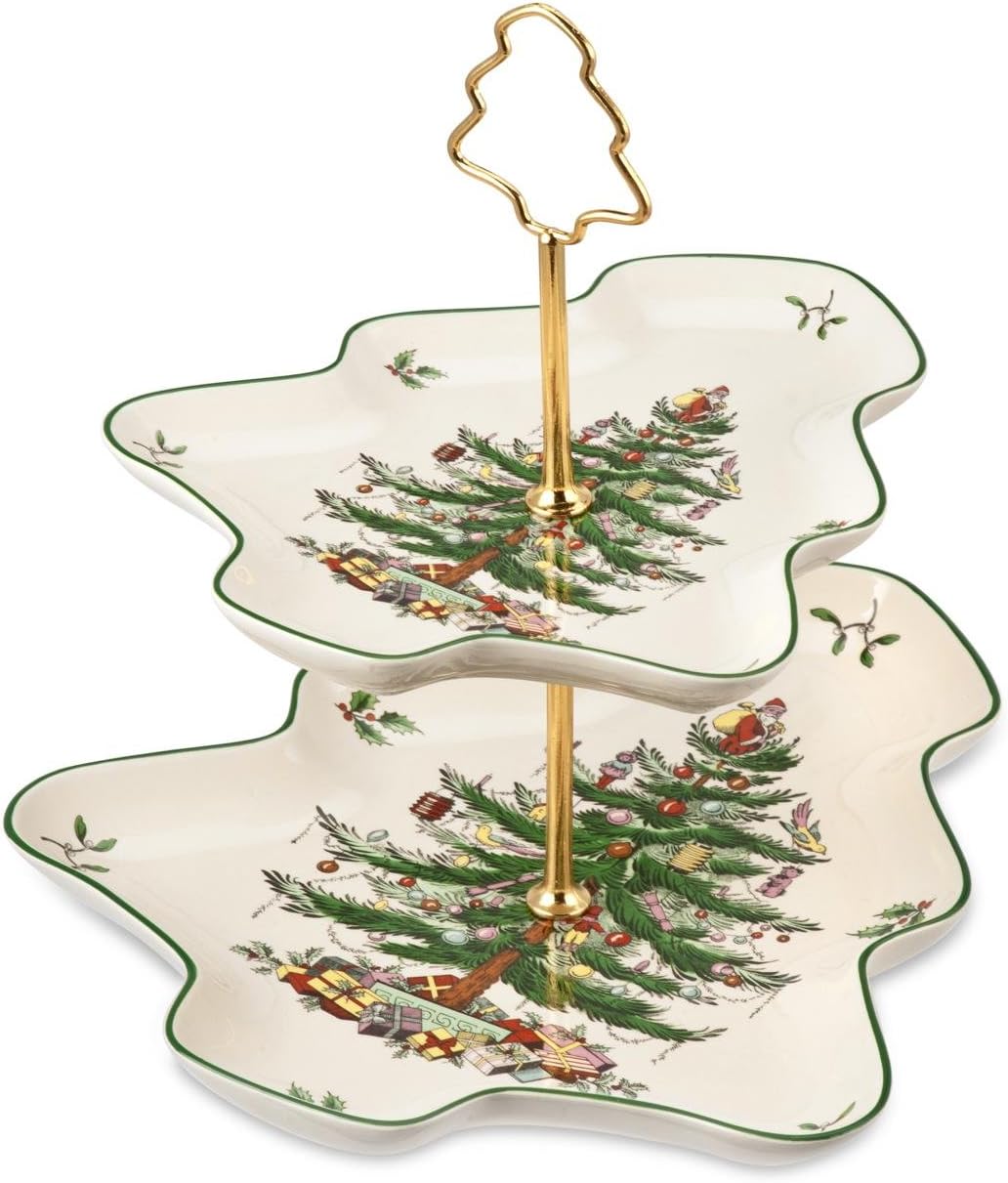 Amazon.com: Spode Christmas Tree 2-Tiered Server (8" & 10") - Polka Dot ...