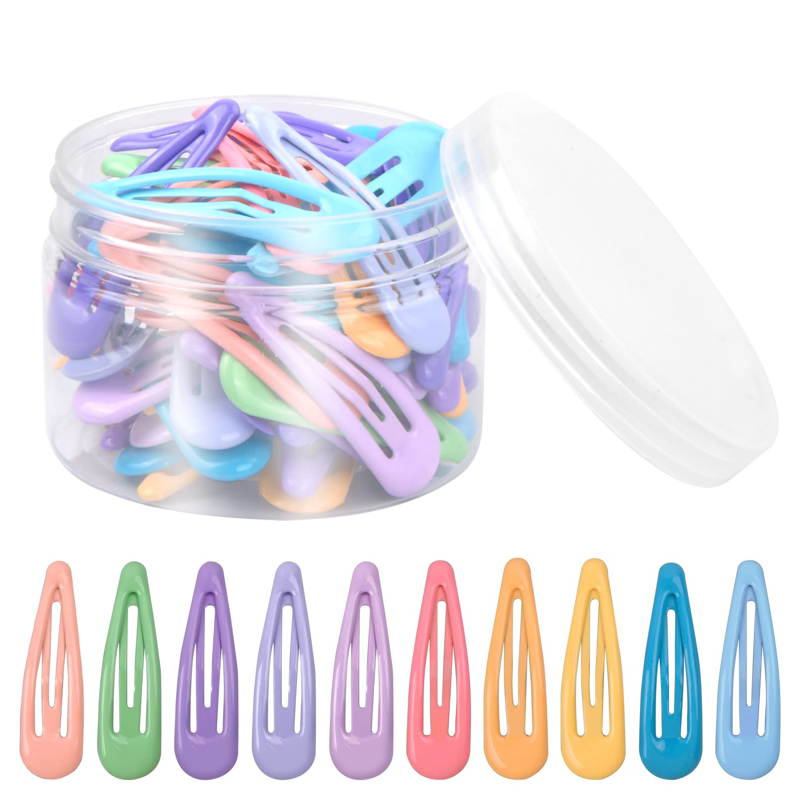 60Pcs Snap Hair Clips Baby Girls Metal Hair Clips Candy Color Hair ...