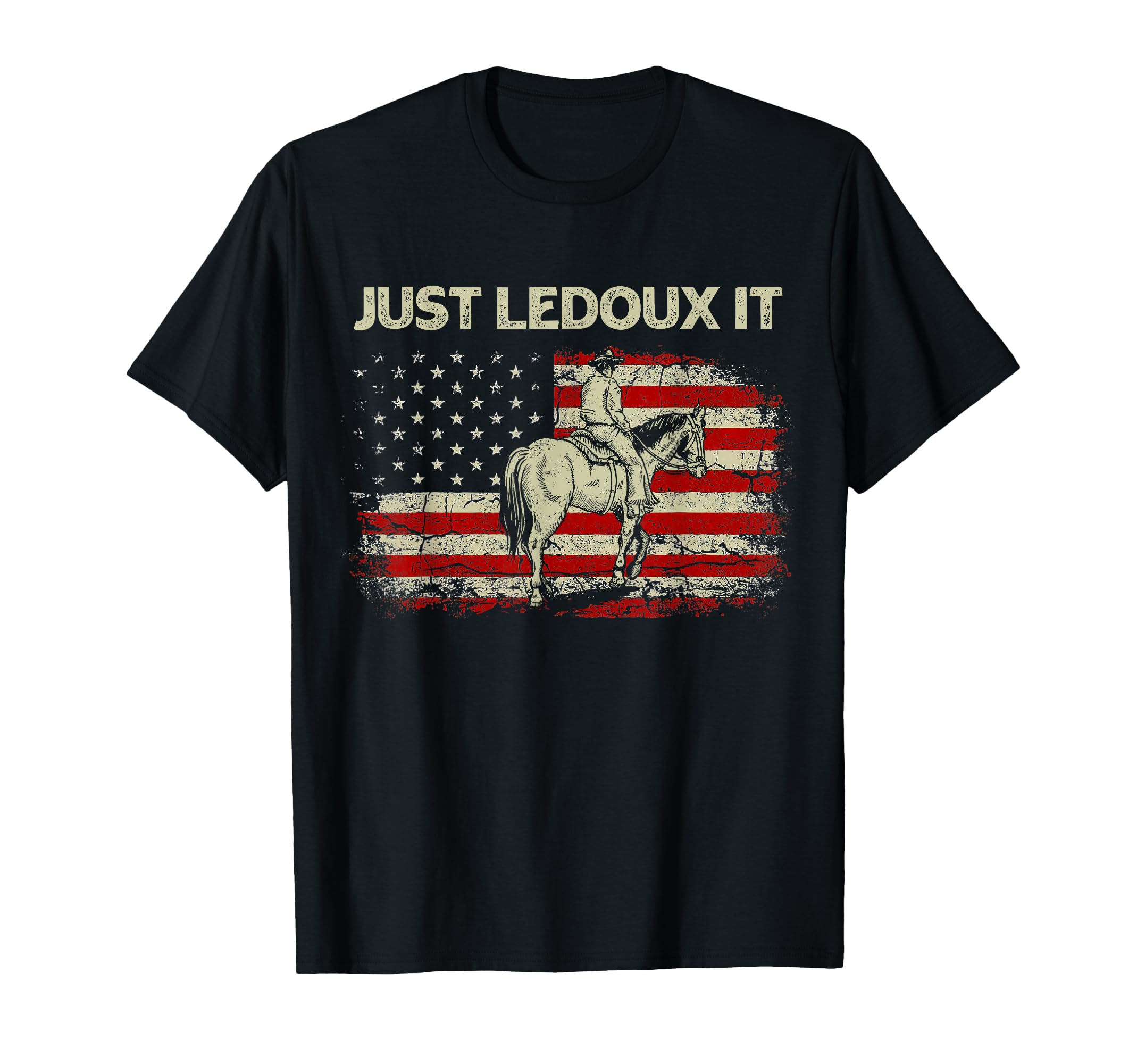 Amazon.com: Just Ledoux It Cowboy Whiskey Wine Lover Vintage USA Flag T ...