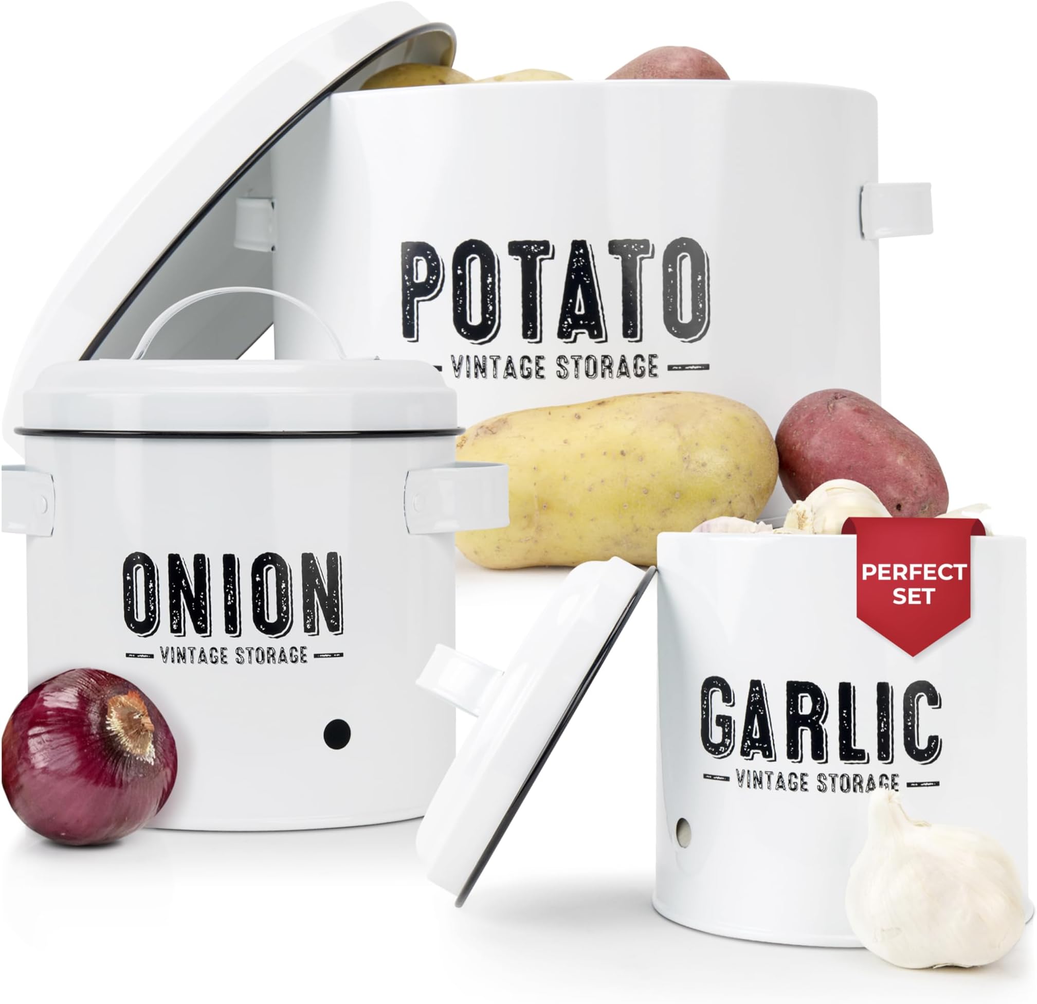 Amazon.com: Esschert Design Potato Storage Tin, Metal,White : Home ...
