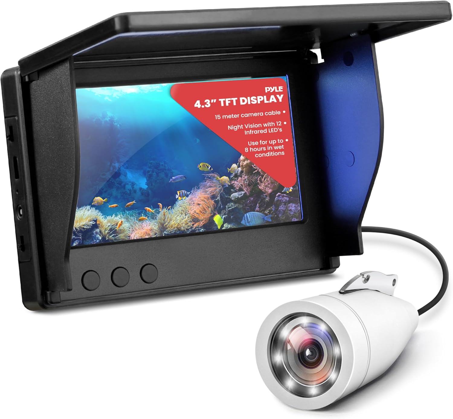 Amazon.com: Pyle Underwater Fishing Camera, 4.3'' LCD Monitor, 1000TVL ...