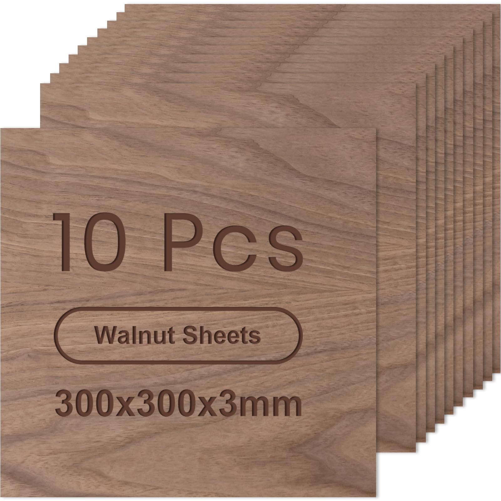 Buy ROWOOD Walnut Plywood Sheets 10PCS 300x300x3mm Laser Engraving ...