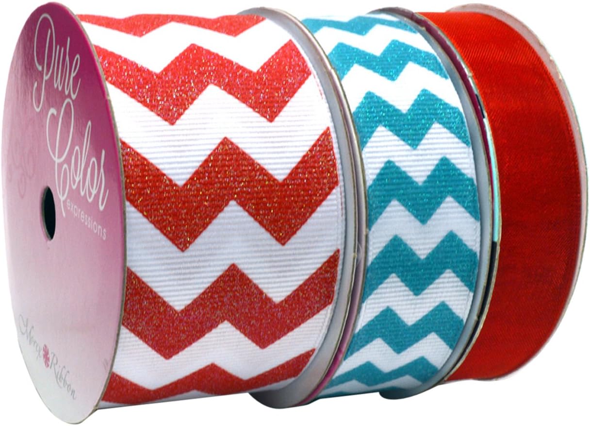 Amazon.com: Morex Ribbon Sugar Chevron and Sheer 3-Pack Ribbon, 27-Yard ...