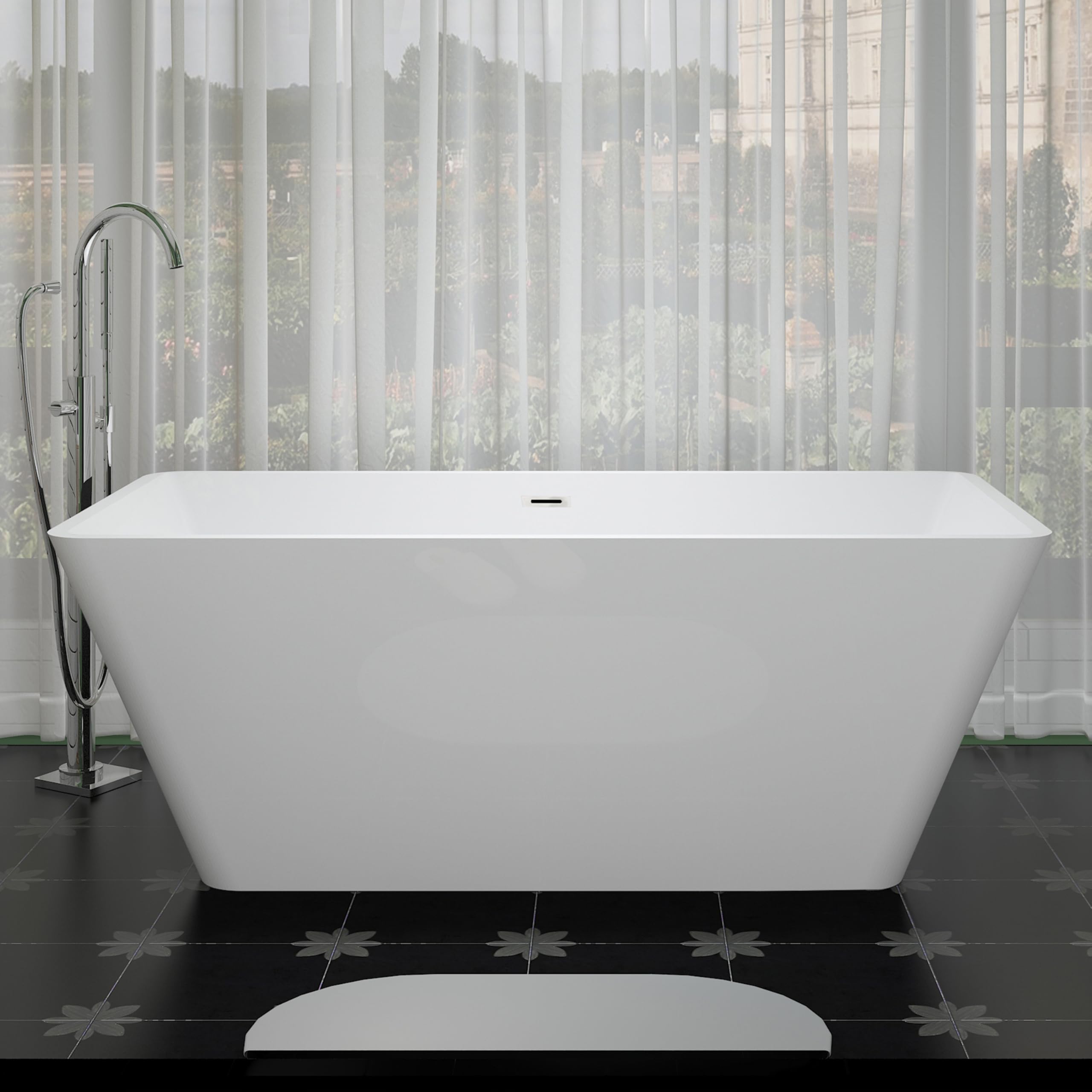 WHALEKING 67 inch Square Free Standing Soaking Bathtub, Contemporary ...