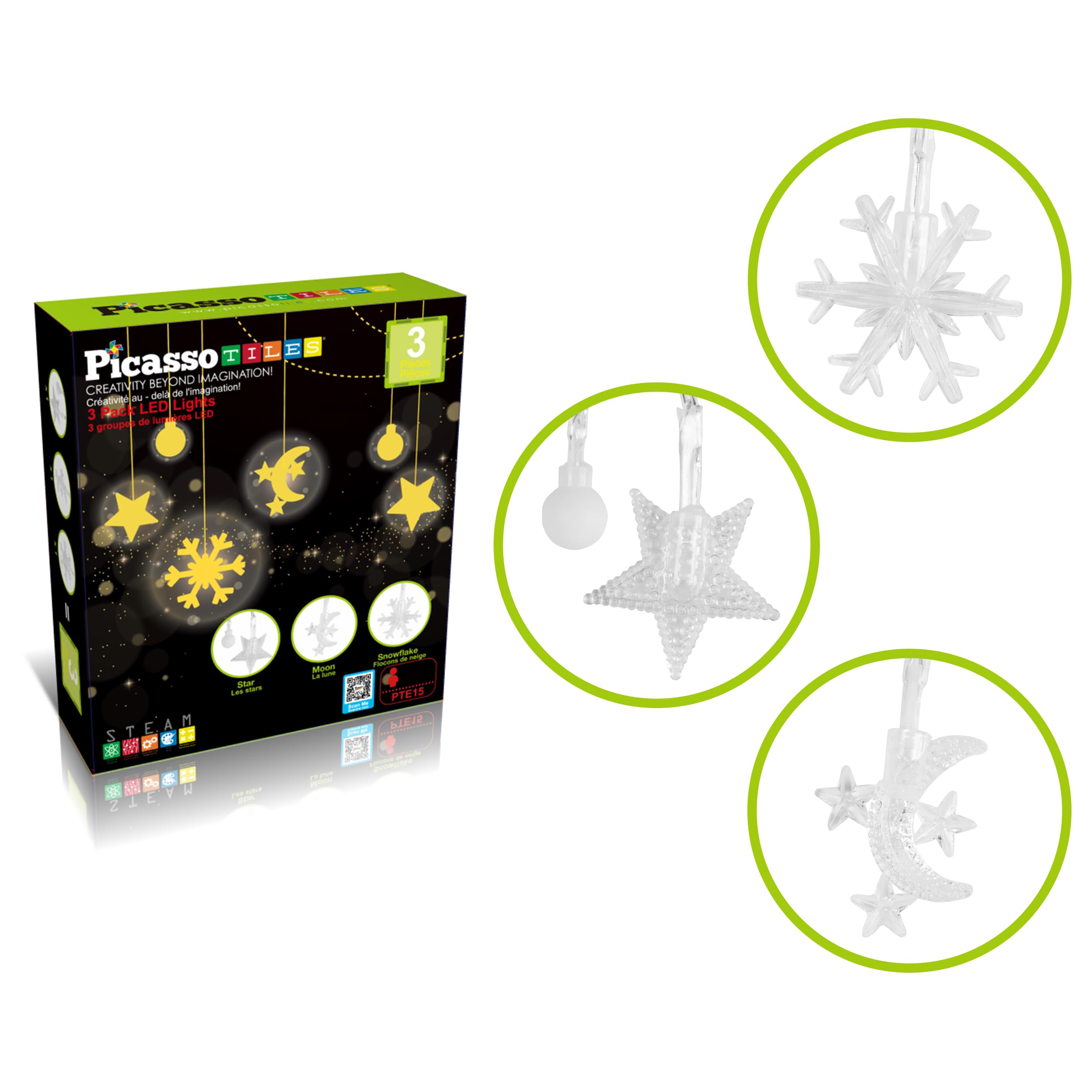 Snapklik.com : LED Lights 3 Piece Set 27 Total Length, 9 Each, Warm ...