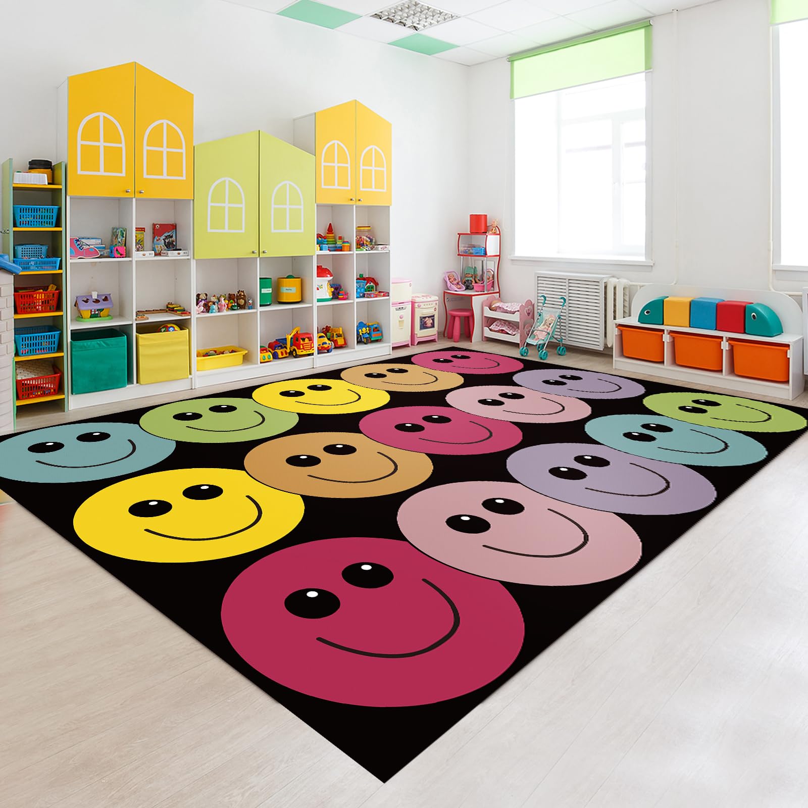 Amazon.com: Tiangrid Rainbow Smile Face Educational Area Rug Large ...