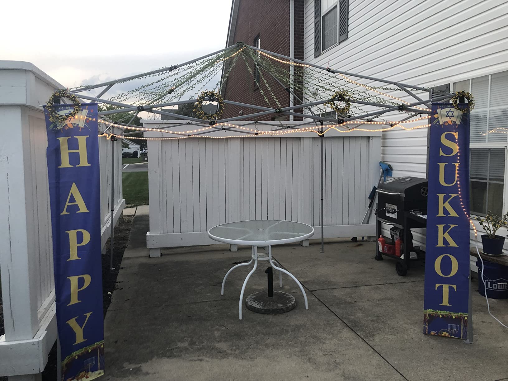 Amazon.com : Happy Sukkot Banner Sukkot Welcome Porch Sign Sukkah ...