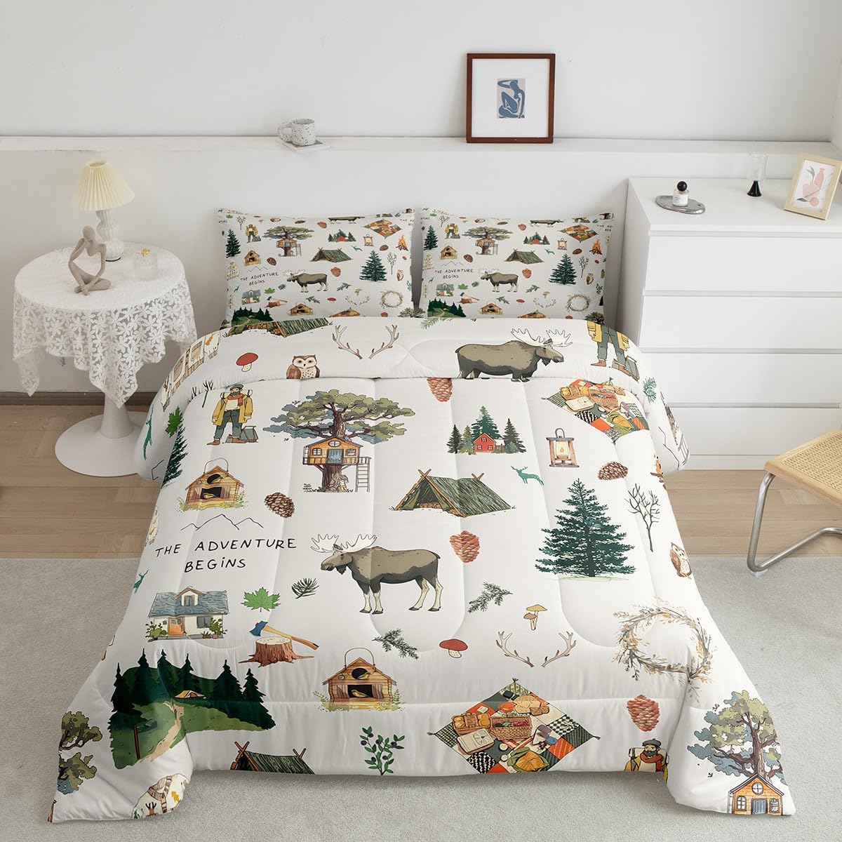 Amazon.com: Homewish Cartoon Camper Comforter Set Twin Size Jungle ...