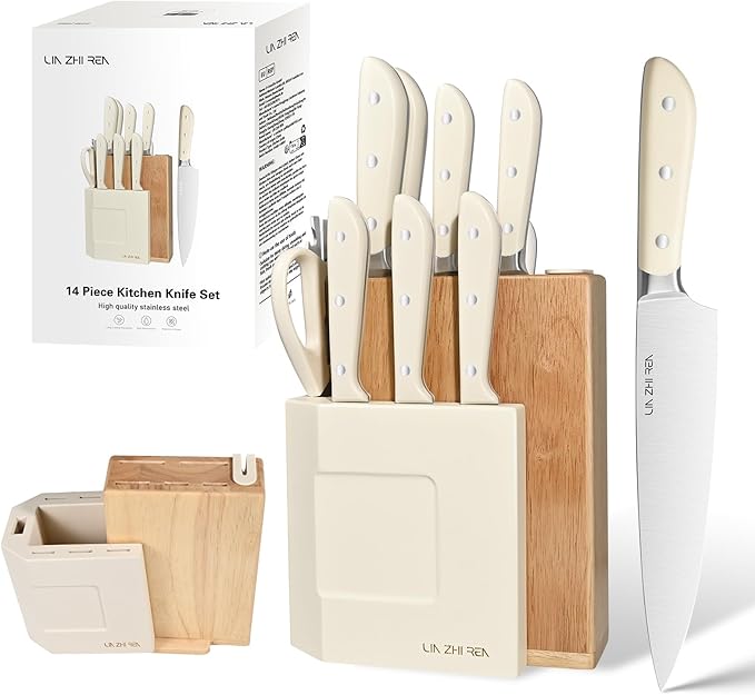 Amazon.com: LIN ZHI REN 14-Piece Knife Block Set, High-Carbon Stainless ...