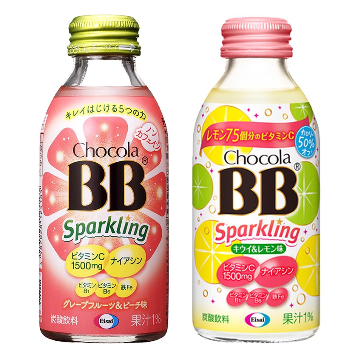 Amazon.co.jp: チョコラBBスパークリング グレープフルーツ＆ピーチ味140ml 24本 + キウイ＆レモン味140ml 24本【合計2箱48本】: 食品・飲料・お酒 通販