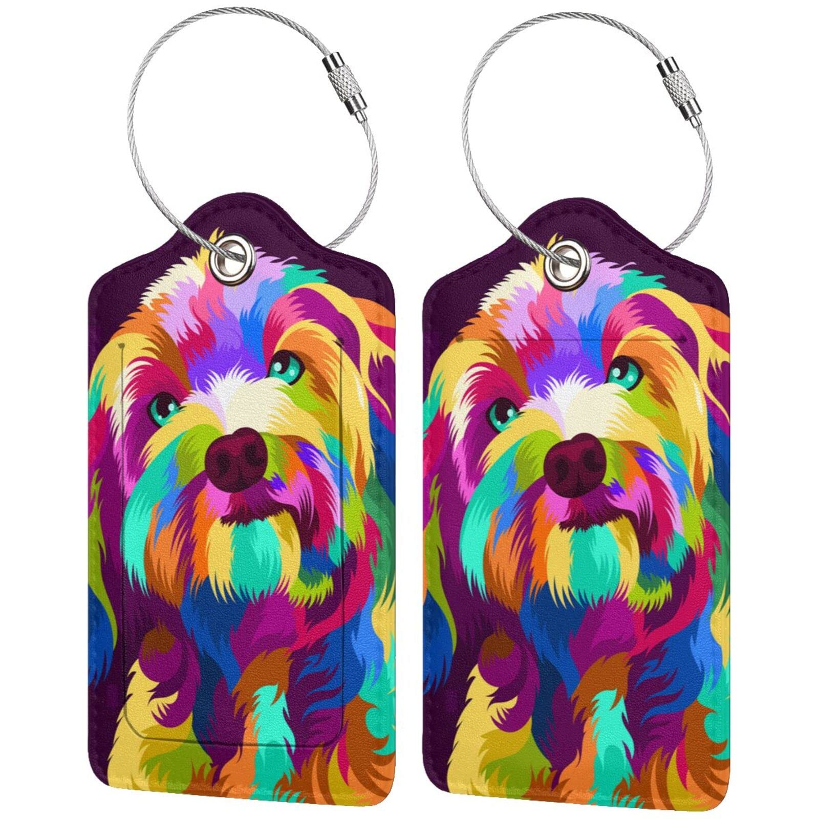 Amazon.com: 2 Pack Colorful Dog Luggage Tag for Women Girls Kids ...