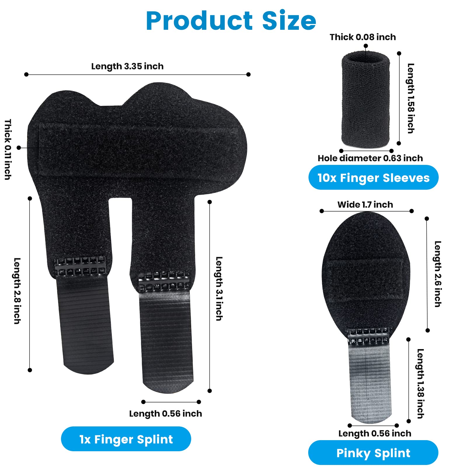 Finger Splint, Set of 2 Trigger Finger Brace with 10 Nylon Sleeves for ...