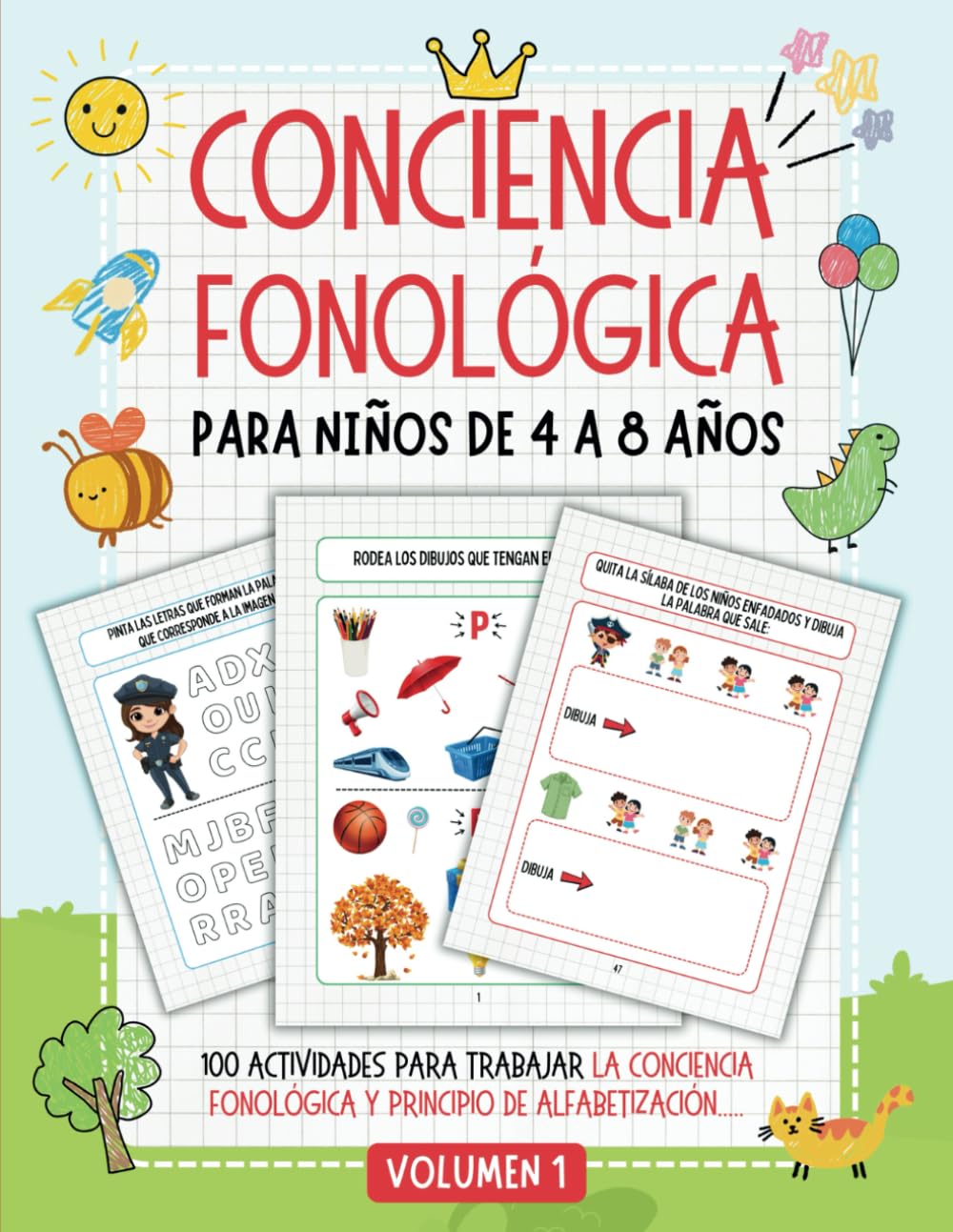 Cuaderno de Conciencia Fonológica y Principio Alfabético: 100 Juegos y ...