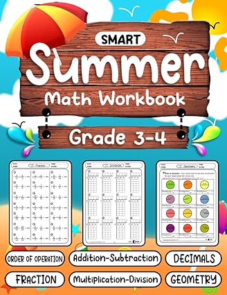 Smart Summer Math Workbook grade 3-4: 100 day of Math - Math workbook ...