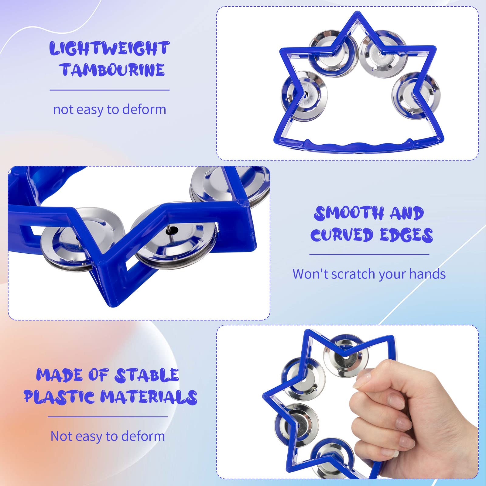 Snapklik.com : 20 Pieces Plastic Percussion Tambourines Half Moon ...