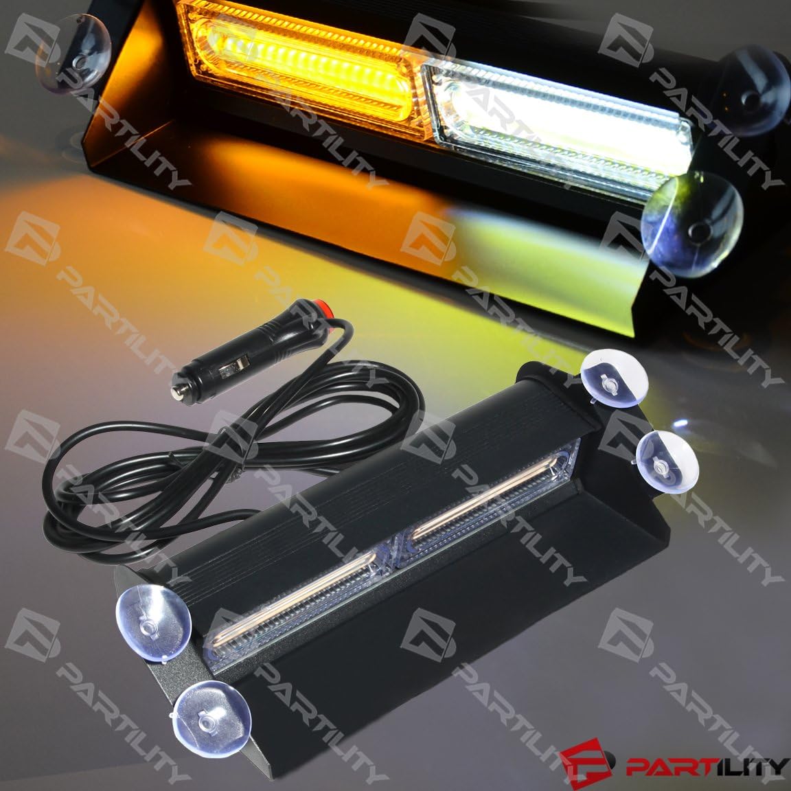 Amazon.com: 2-COB White Amber Yellow Light Emergency Suction Dash ...