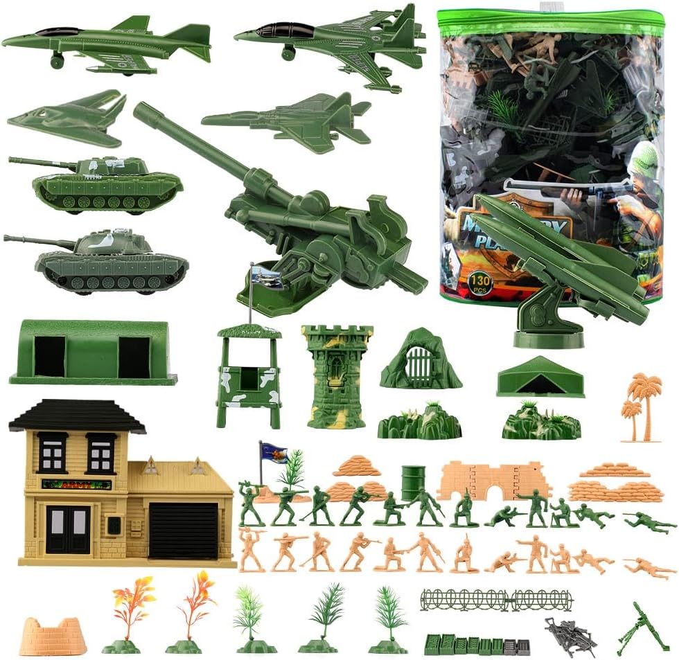 Amazon.com: ViiKONDO Army Men Toy Military Playset Green vs Tan Soldier ...