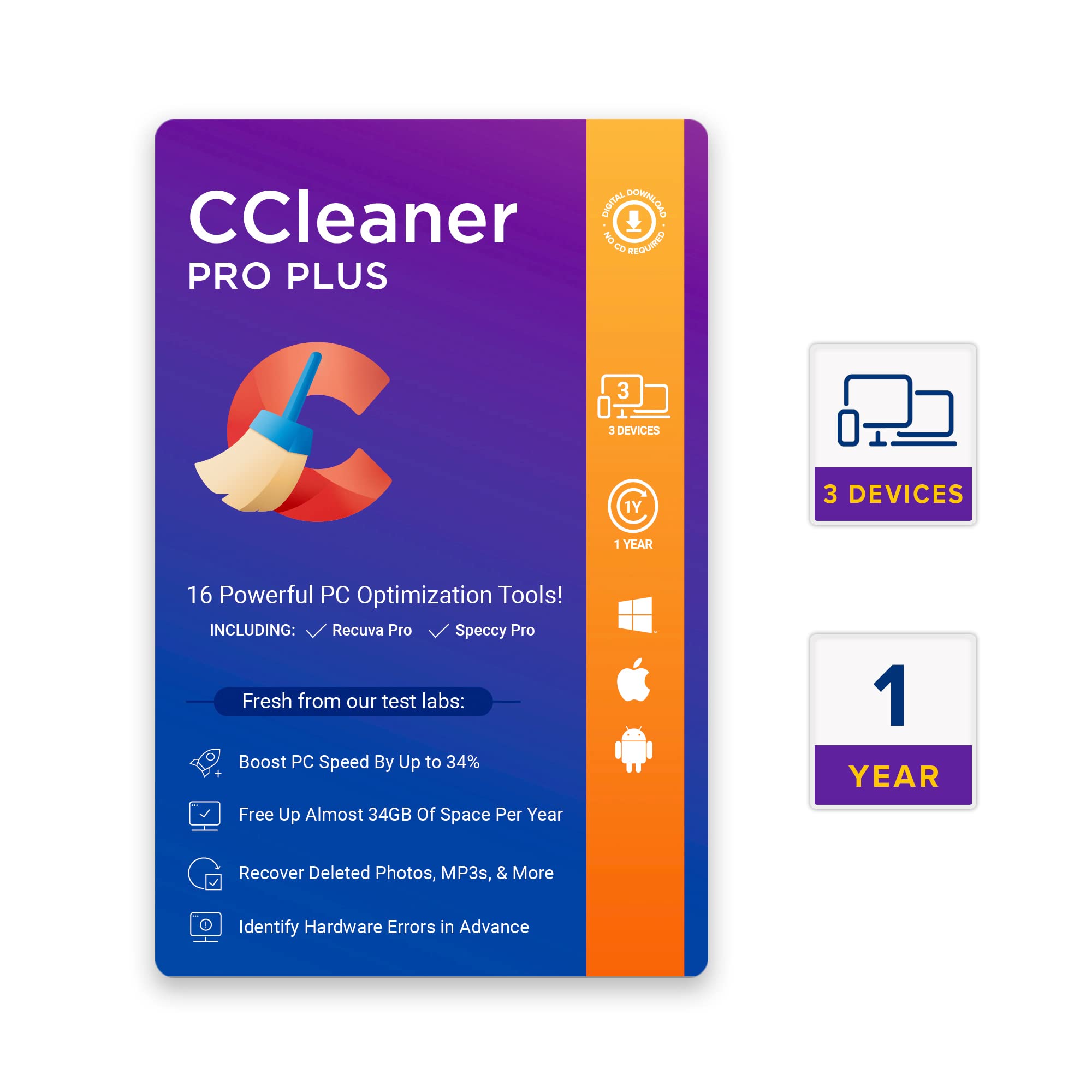 CCleaner Professional Plus| 3 Devices 1 Year | Windows PC, Mac ...