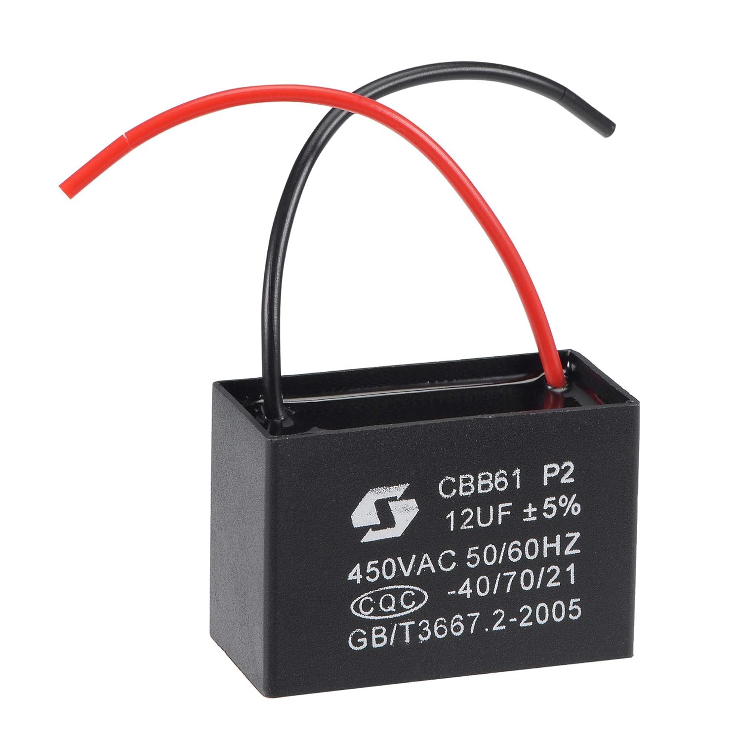 Amazon.com: uxcell Ceiling Fan Capacitor CBB61 12uF 450V AC 2 Wires ...