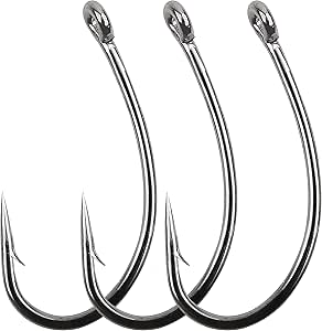 OROOTL Carp Fishing Hooks, 100pcs Curve Shank Eyed Barbed Crank Carp Feeder Hooks Carp Coarse ...