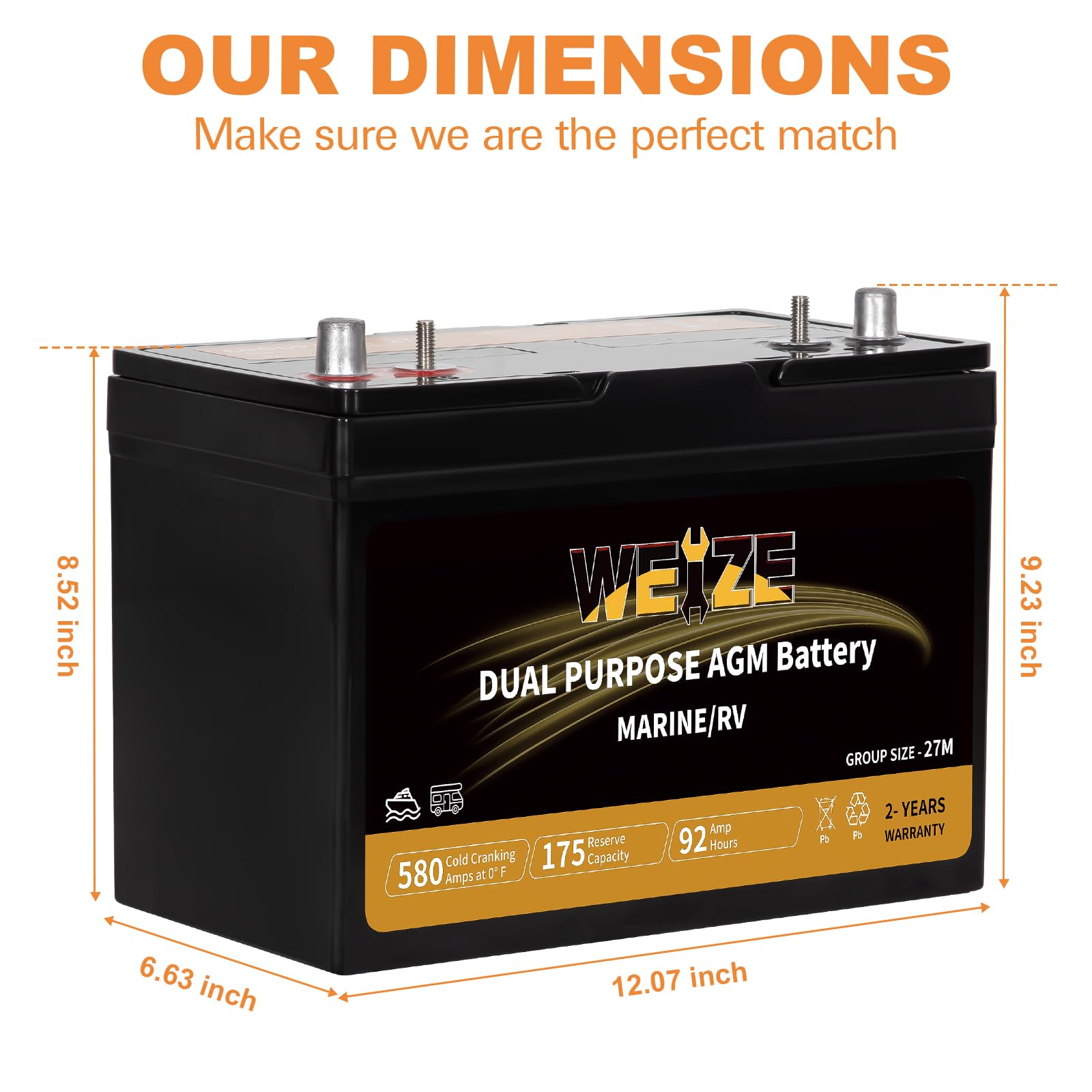 Snapklik.com : Weize Dual Purpose AGM Battery BCI Group 27M