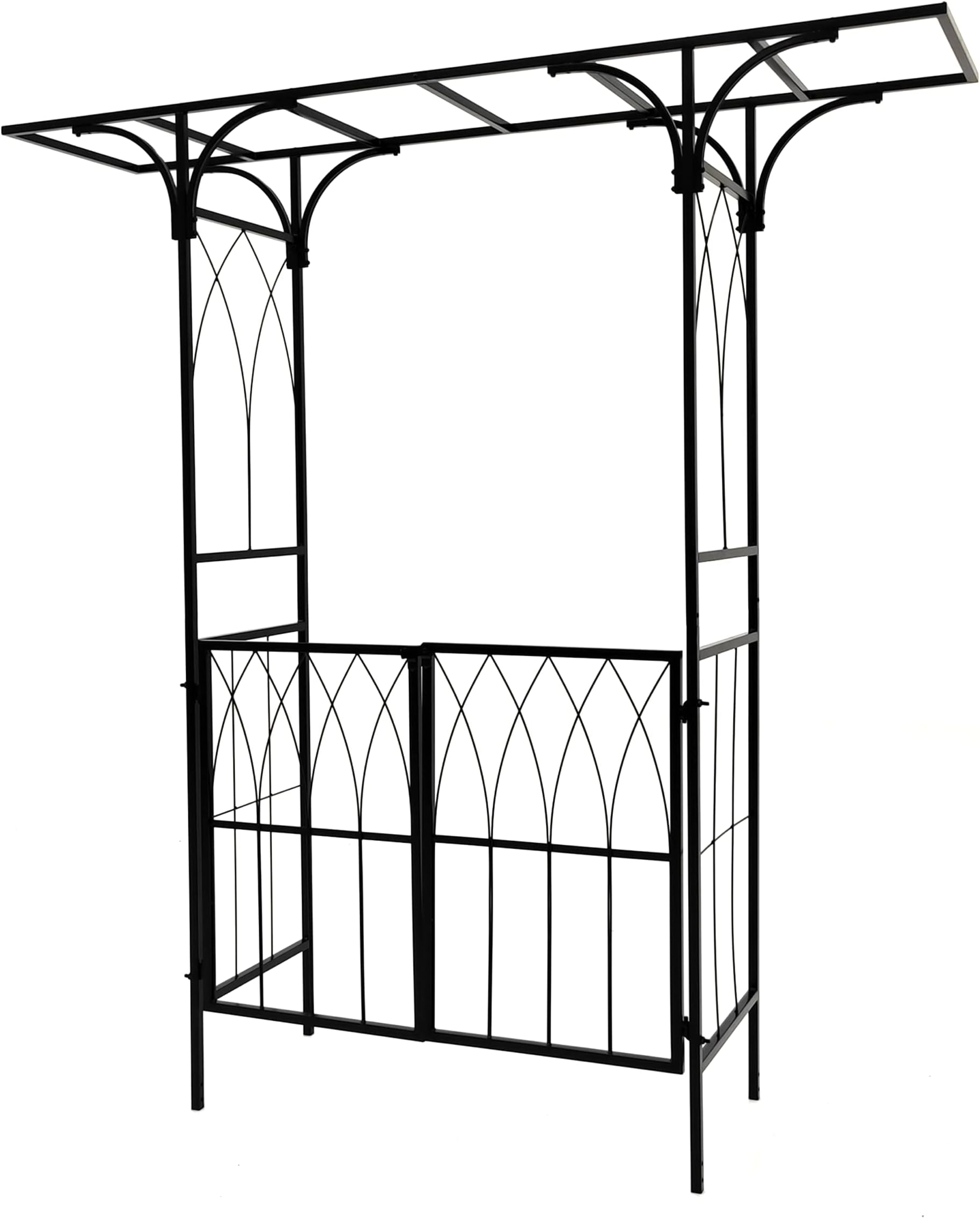 Amazon.com : MOOFAR Metal Garden Arch with Double Gate Heavy-Duty Arbor ...