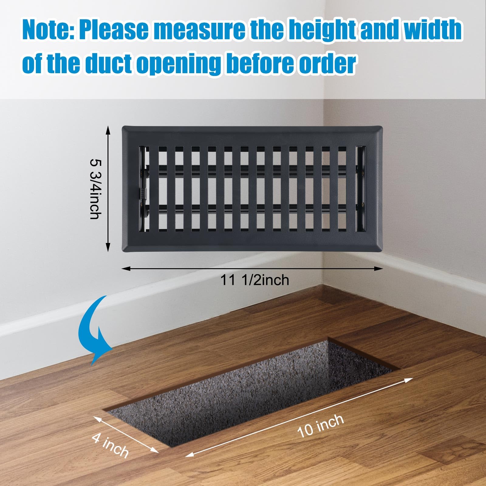 Snapklik.com : Yaocom 6 Pcs Floor Register 4" X 10" Black Vent Covers ...
