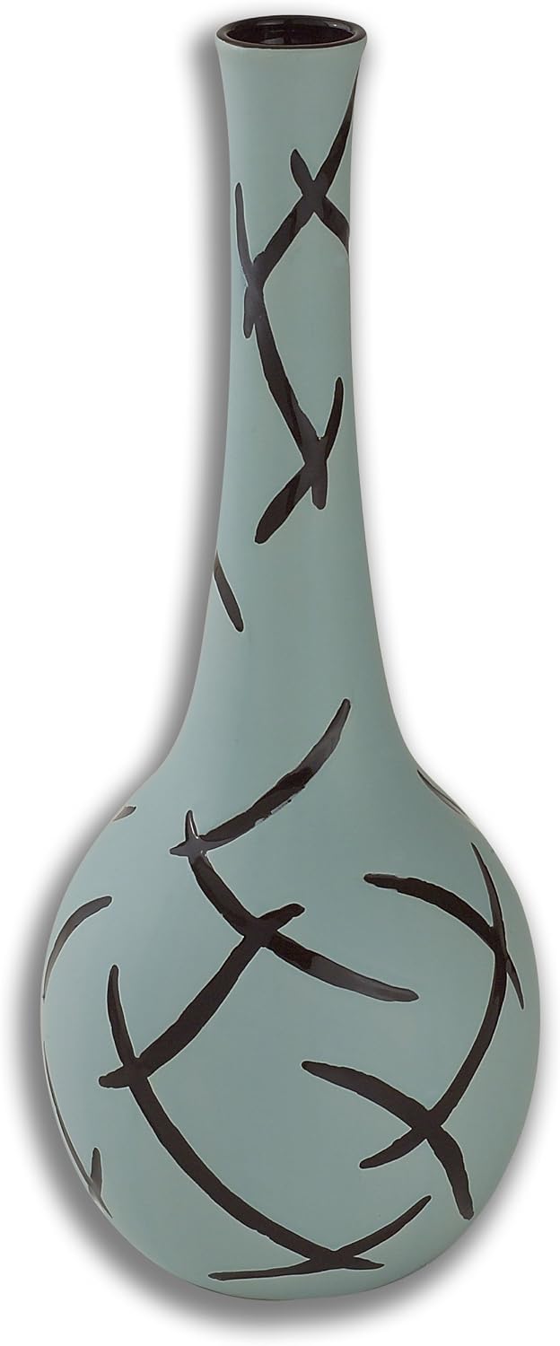 Amazon.com: Firefly Small Vivid Porcelain Vase - Matte Blue & Brown ...