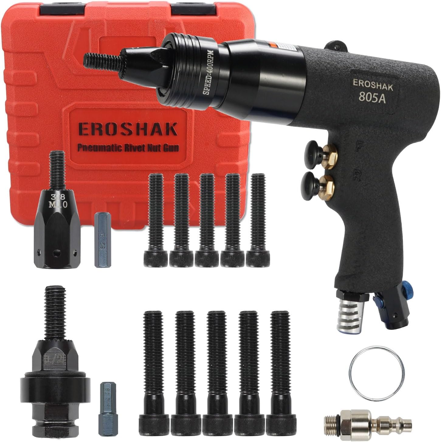 Amazon.com: EROSHAK Pneumatic Rivet Nut Gun 3/8, 1/2 Self-Locking Head ...