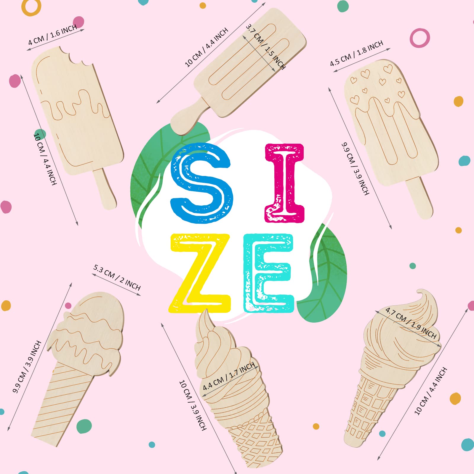 Snapklik.com : Chunful 30 Pieces Ice Cream Wood Cutouts Crafts Bulk ...