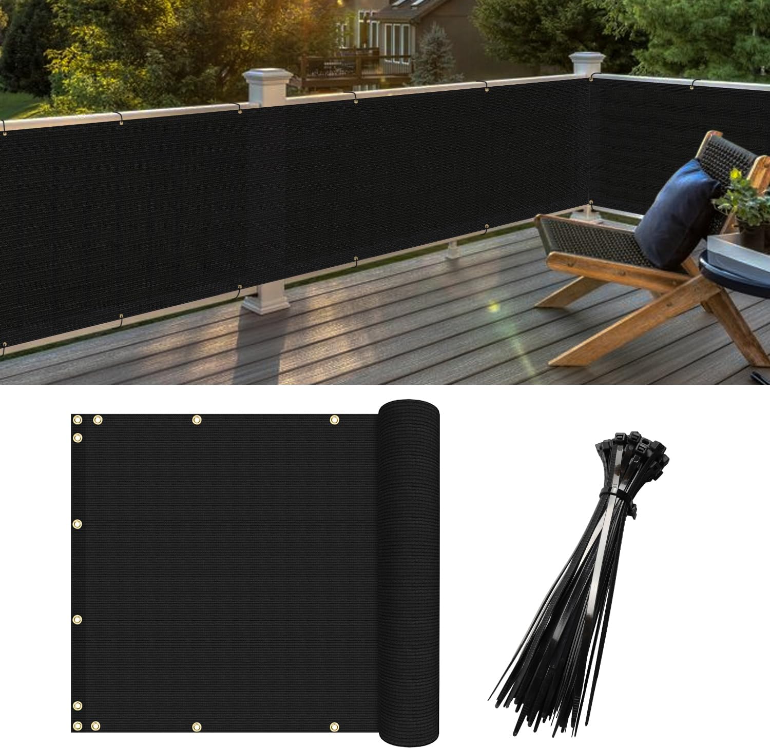Amazon.com : FLORALEAF 3' x 7' Balcony Screen Privacy Fence Cover UV ...