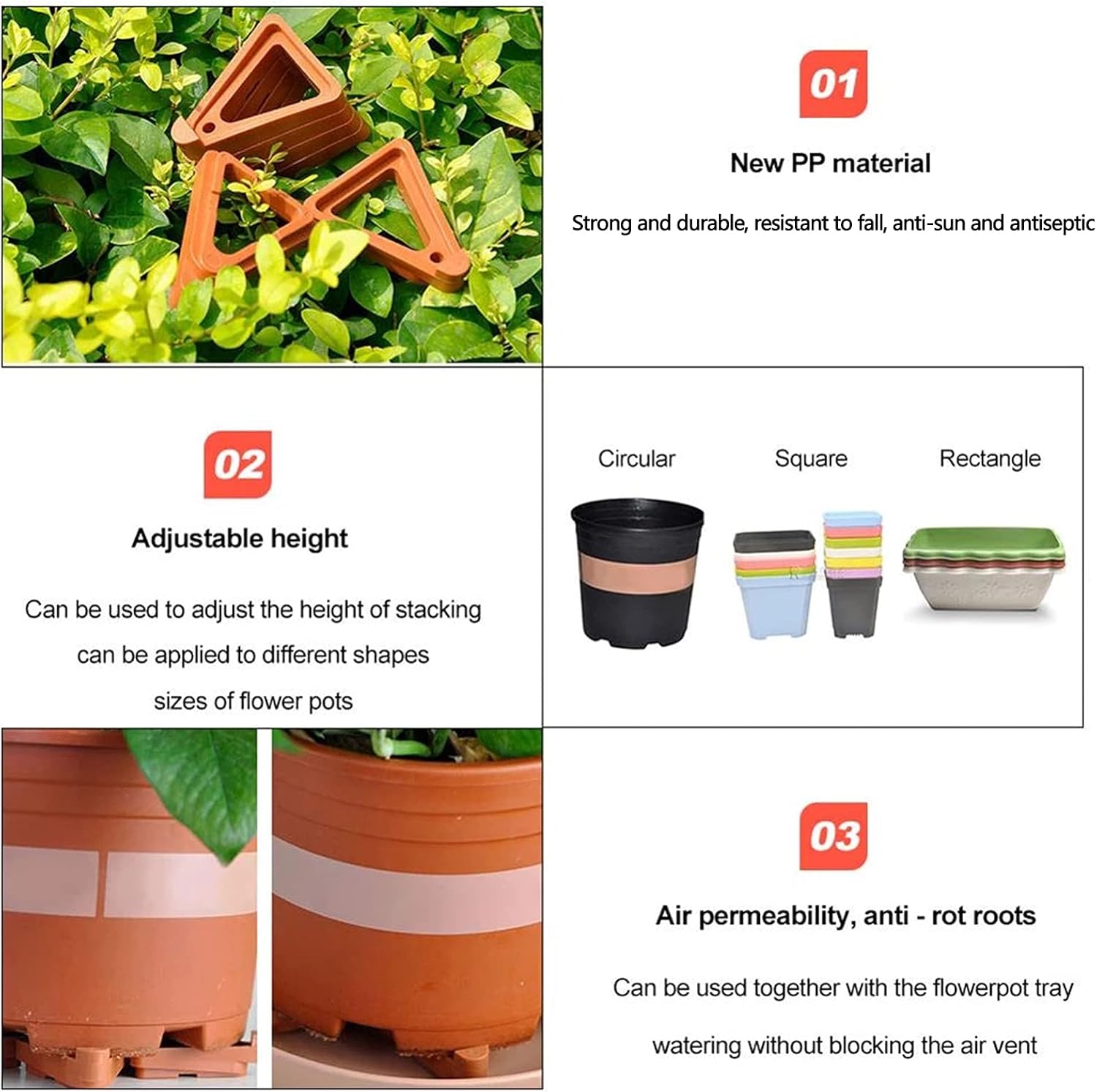 24 Pcs Pot Toes Plant Pot Feet Invisible Flower Pot Risers Potted ...