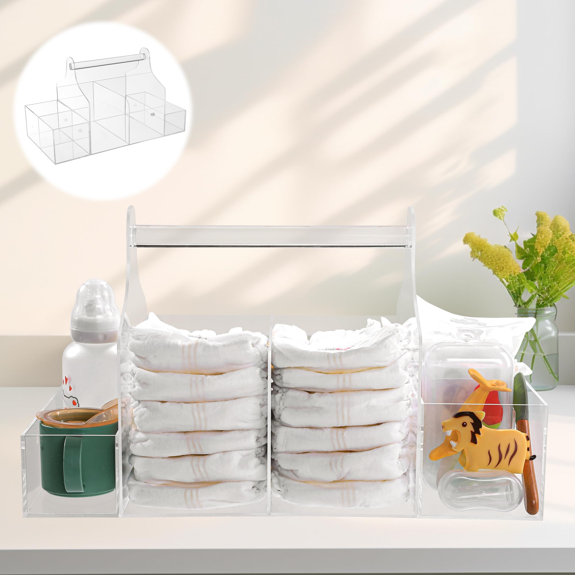 Amazon.com: BALAPET Portable Acrylic Diaper Caddy, Large Capacity ...