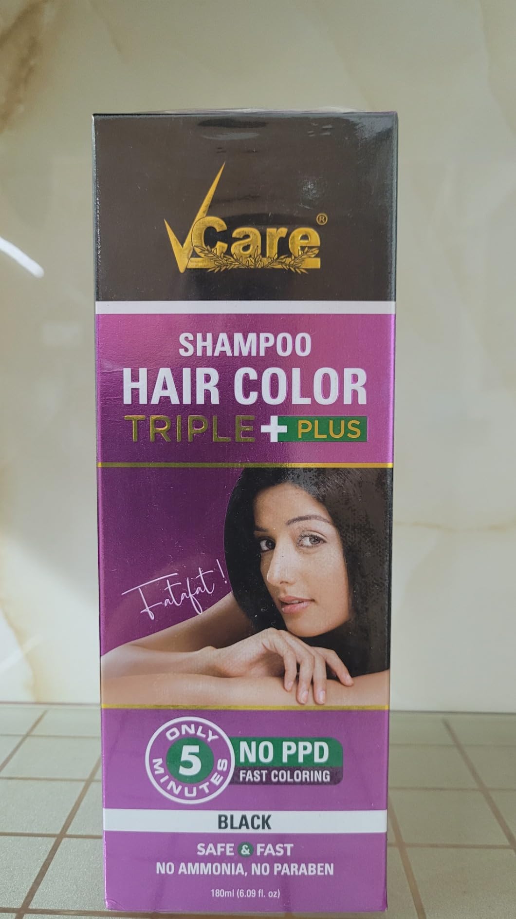 Buy VCare Shampoo Hair Colour Shampoo-Black 180ml for Women and Men ...