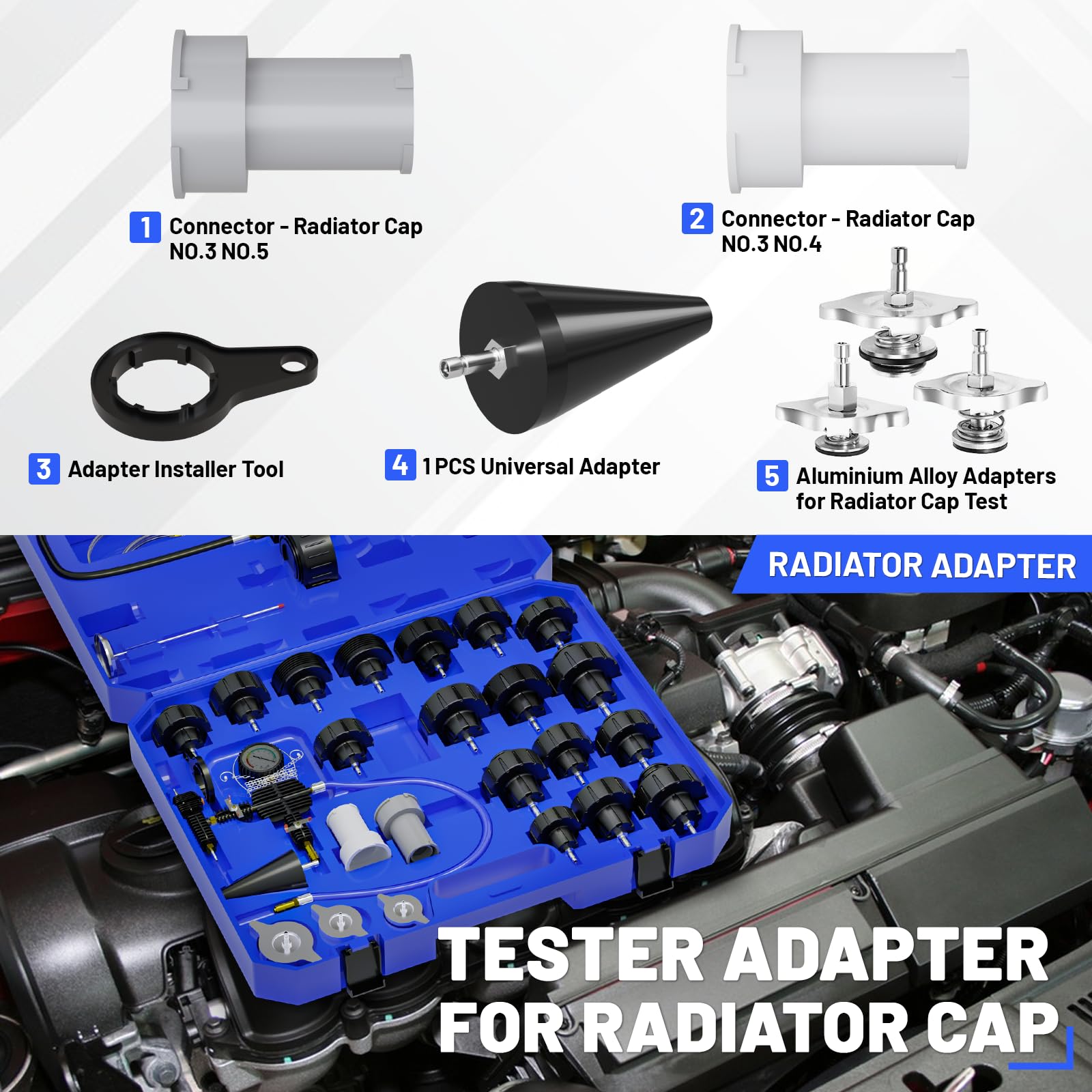 Snapklik.com : Endxedo 28PCS Universal Radiator Pressure Tester Vacuum ...