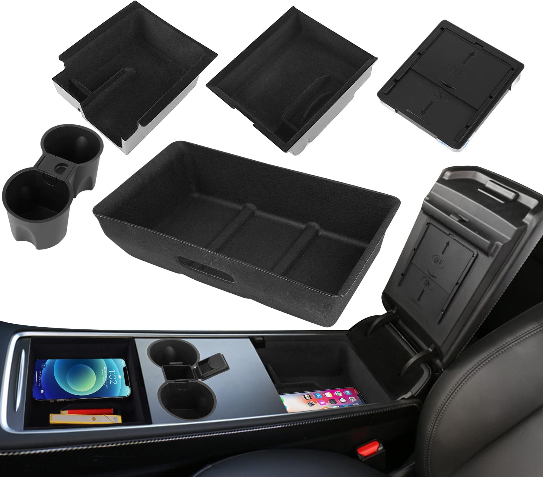 Amazon.com: Center Console Organizer Tray for Tesla Model Y : 5PCS ...