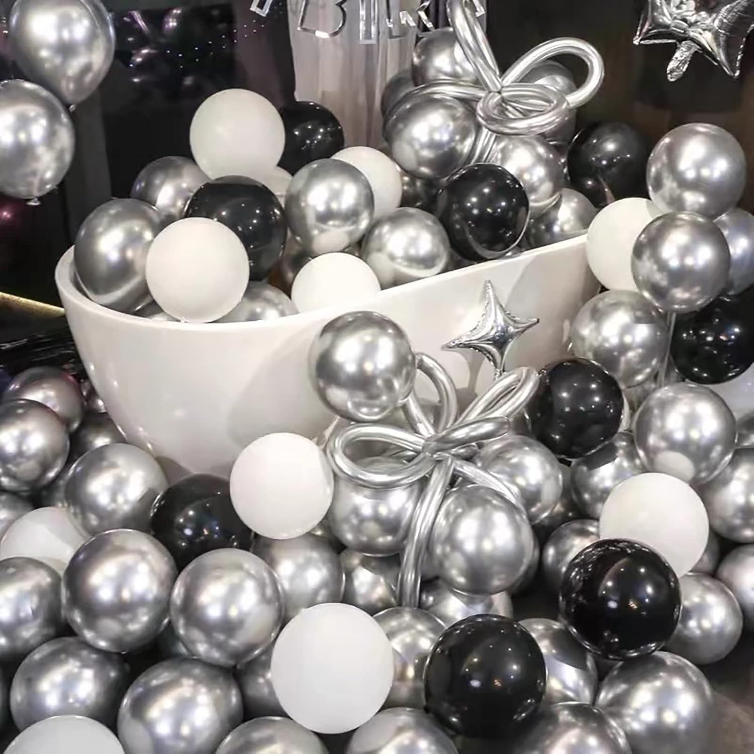 Amazon.com: 100Pcs Silver Balloons Garland Kit Birthday Balloons Latex ...