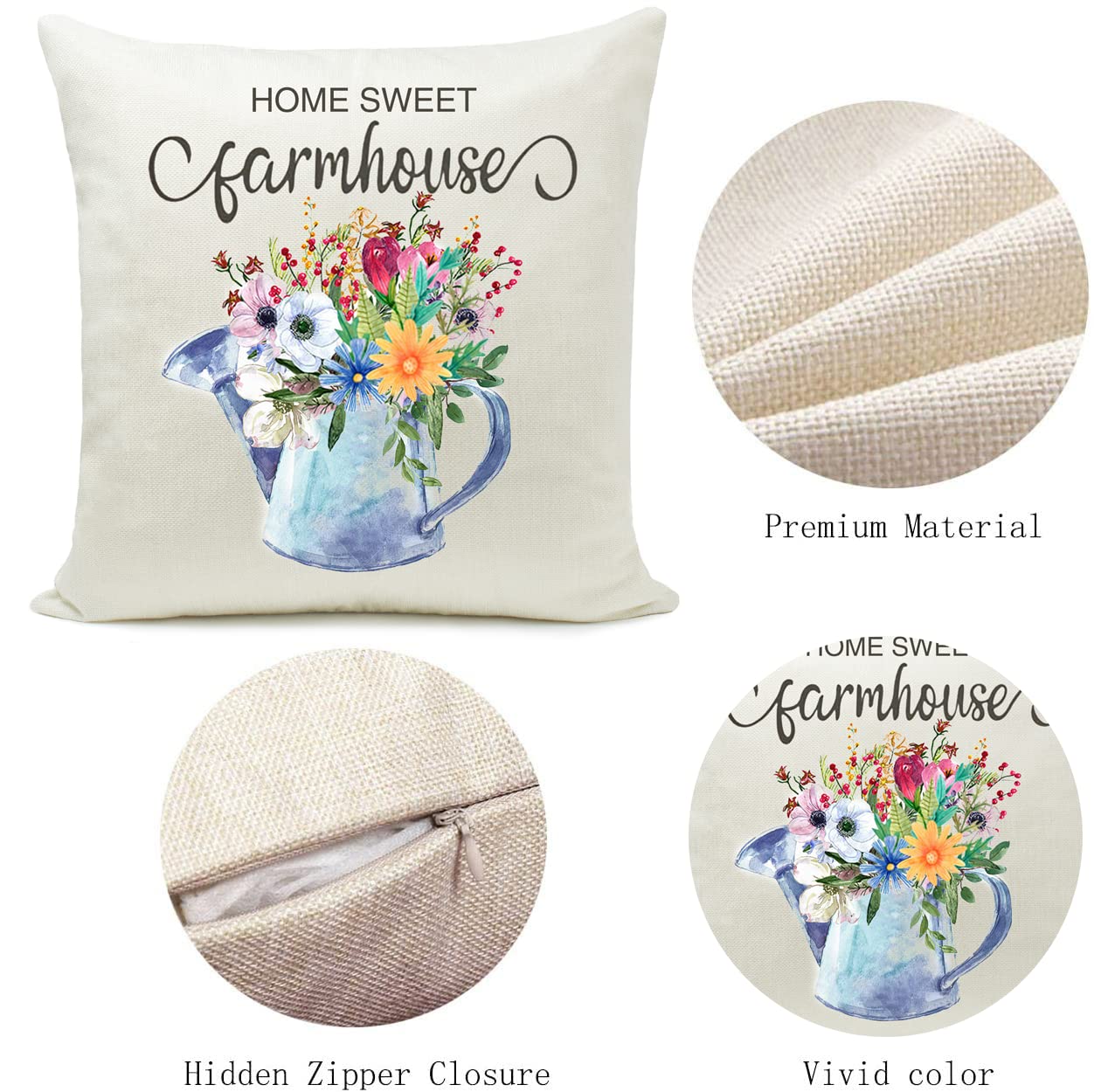 Snapklik.com : Spring Pillow Covers 20x20 Set Of 4 Farmhouse Decorative ...